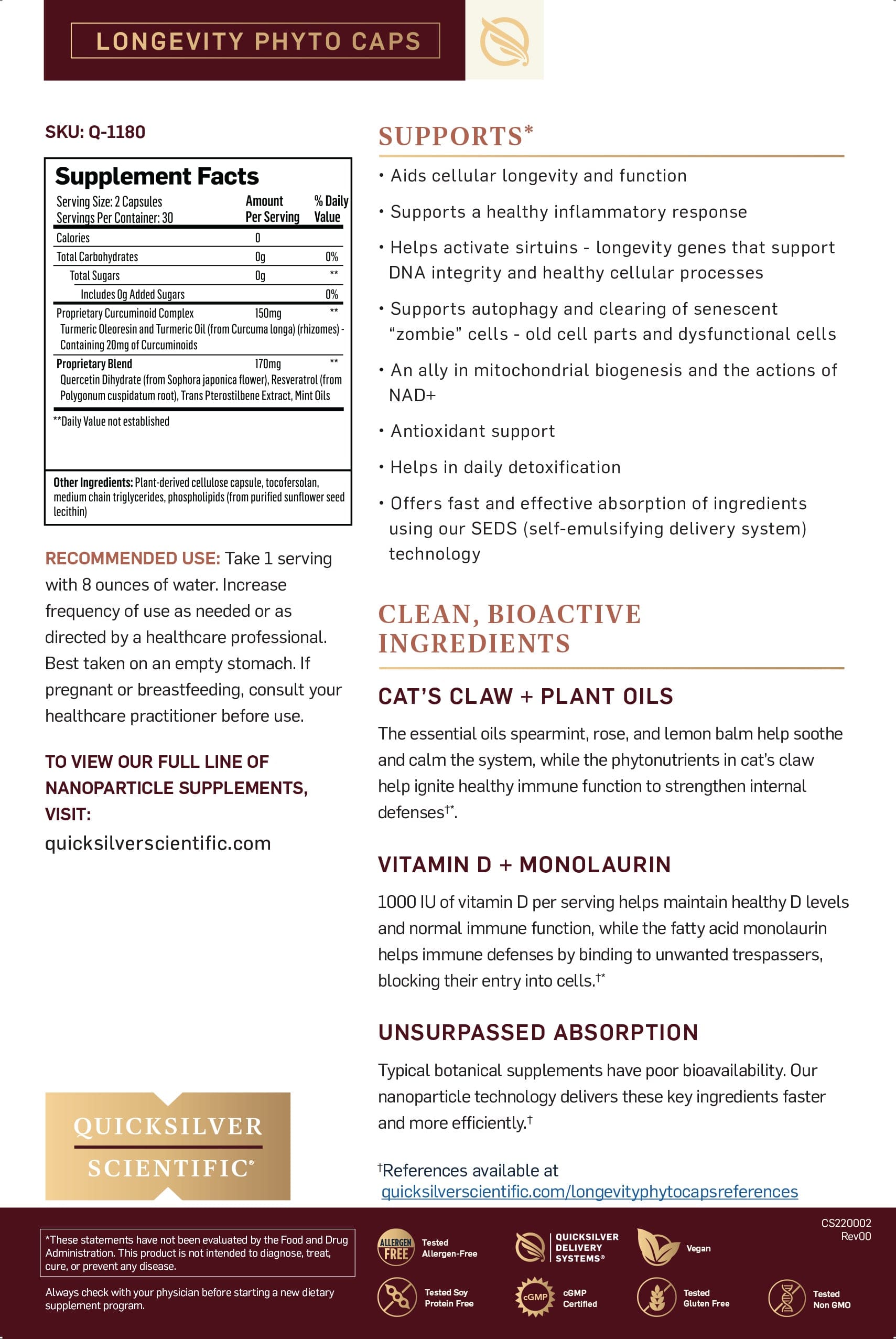 Longevity Phyto Caps • Anti Aging | Bonasana Health HK